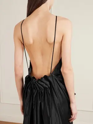 Khaite Kent Draped Satin Maxi Dress - Black
