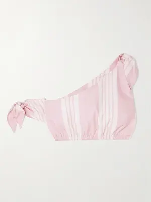 Posse Rosie Cropped One-shoulder Striped Top - Pink