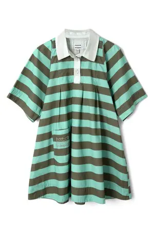 DAMSON MADDER Maggie Stripe Organic Cotton Polo Mini Dress