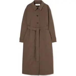 RÓHE Technical Check Belted Stretch Nylon Coat - Brown Multi Check