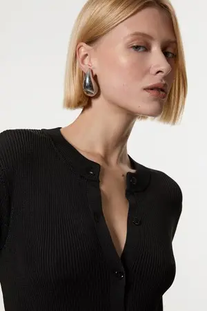 Karen Millen Button-through Ribbed Maxi Dress