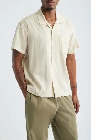 Obey Samuel Texture Stripe Camp Shirt - Unbleached Multi