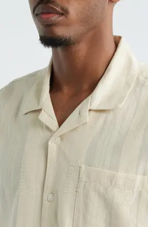 Obey Samuel Texture Stripe Camp Shirt - Unbleached Multi