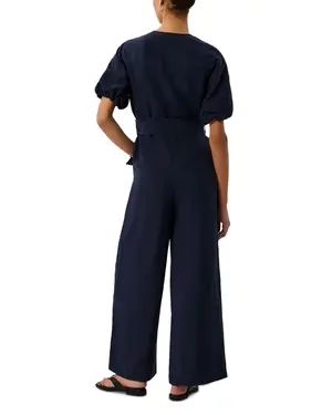 Whistles Linen Blend Tie Waist Jumpsuit