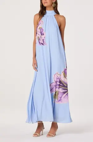 Astr The Label Nesta Floral Print Halter Dress