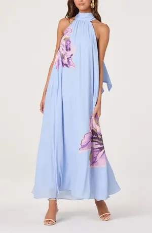 Astr The Label Nesta Floral Print Halter Dress