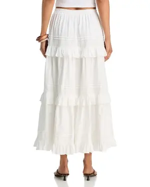 Aqua Swiss Dot Maxi Skirt