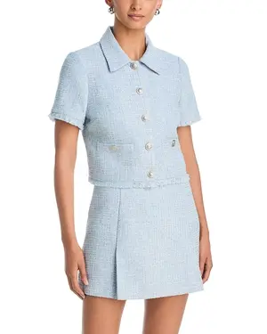 Aqua Tweed Short Sleeve Jacket