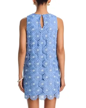 Aqua Flower Crochet Mini Dress
