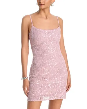 Aqua Knit Sequin Mini Dress - Blush