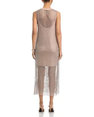 Aqua Crystal Mesh Midi Dress