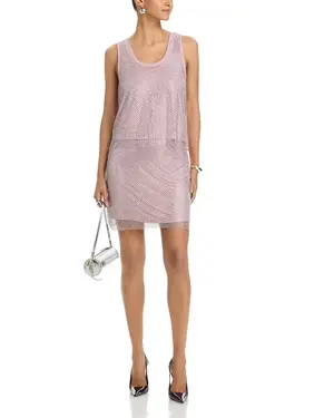 Aqua Crystal Mesh Miniskirt