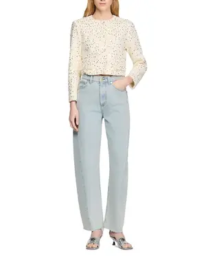 Sandro Geometric Sequin Jacket - Ecru