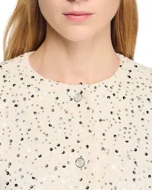 Sandro Geometric Sequin Jacket - Ecru