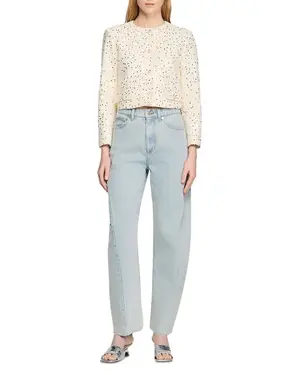 Sandro Geometric Sequin Jacket - Ecru