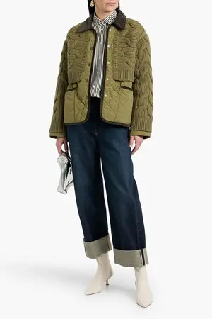 Rag & Bone Ivy Cable-knit Paneled Quilted Shell Jacket - Army Green