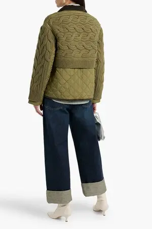 Rag & Bone Ivy Cable-knit Paneled Quilted Shell Jacket - Army Green