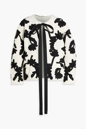 Erdem Appliquéd Cloqué-jacquard Jacket - Black