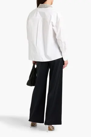 TWP Crystal-embellished Cotton-poplin Shirt