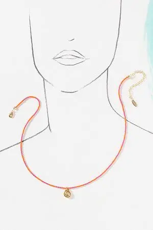 Anthropologie Small Icon Beaded Necklace - Pink Shell