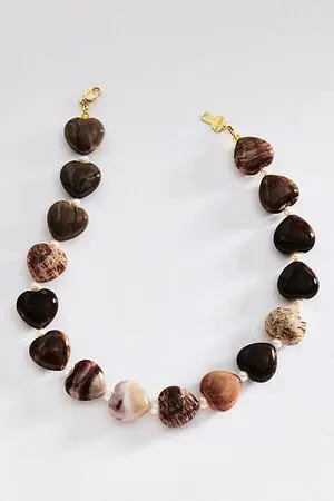 BRACHA Murphy Heart Necklace Brown Pattern