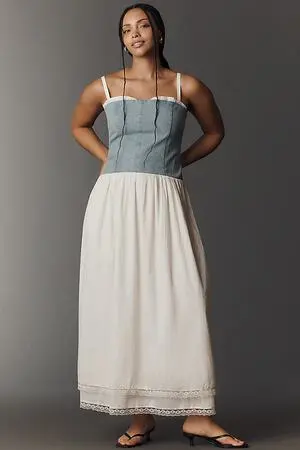 Show Me Your Mumu Tiffany Twofer Midi Dress - Medium Denim