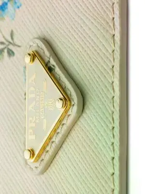 Prada Printed Saffiano Leather Card Holder - Neutrals