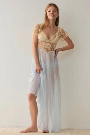 For Love & Lemons Cleo Maxi Slip - Blue