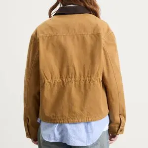 Acne Studios Canvas Wash Jacket With Leather Collar - Rust Brown