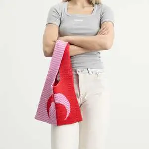 MARINE SERRE Crochet Knit Tote Bag