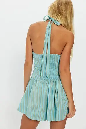 Free People Clean Break Mini Dress - Teal Combo