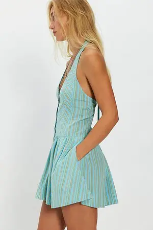 Free People Clean Break Mini Dress - Teal Combo