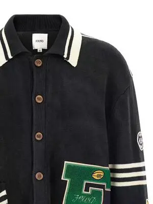 FOUND Varsity Patch Cardigan - Black