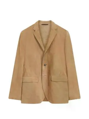 BOSS Suede Blazer With Amf Stitching - Neutrals