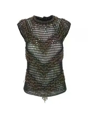 BLESS Amaranto Bead-embellished Crochet Top