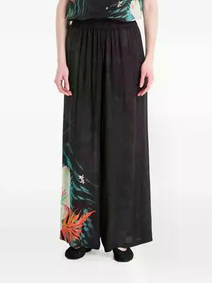 Desigual Tropical Fluid Palazzo Pants - Black