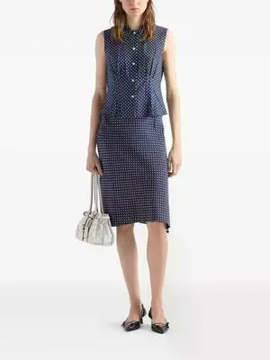 Prada Polka-dot Marocain Skirt
