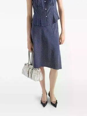 Prada Polka-dot Marocain Skirt