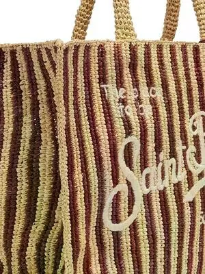MC2 SAINT BARTH Collette Striped Raffia Tote Bag - Red