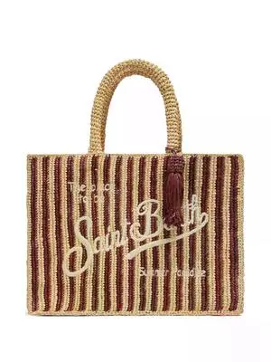 MC2 SAINT BARTH Collette Striped Raffia Tote Bag - Red