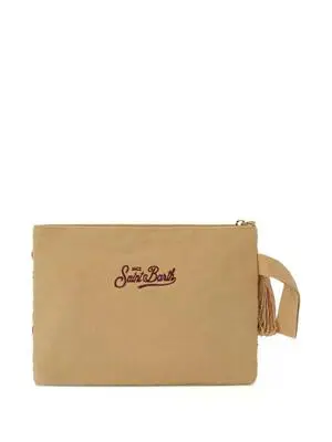 MC2 SAINT BARTH Coral-embroidered Clutch - Neutrals