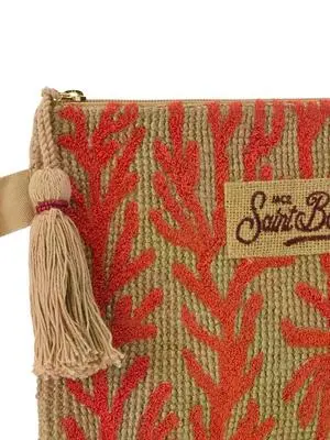 MC2 SAINT BARTH Coral-embroidered Clutch - Neutrals