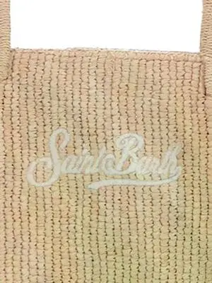 MC2 SAINT BARTH Raffia Shoulder Bag With Embroidered Logo