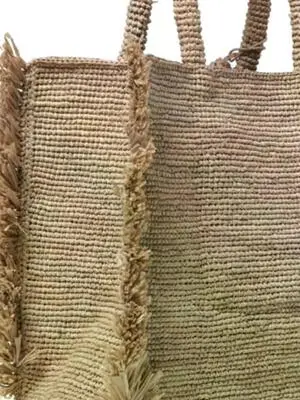 MC2 SAINT BARTH Fringed Logo-embroidered Raffia Tote Bag - Neutrals