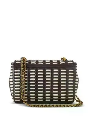 Mulberry Lily Woven Leather Shoulder Bag - Brown