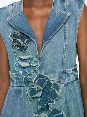 GANNI Denim Mini Dress With Floral Applique