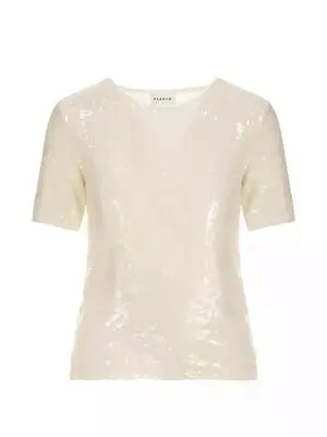 P.a.r.o.s.h Sequin-embellished Short-sleeve T-shirt - Neutrals
