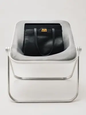 REISS Delphine Grained Leather Tote - Black