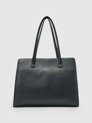 REISS Delphine Grained Leather Tote - Black