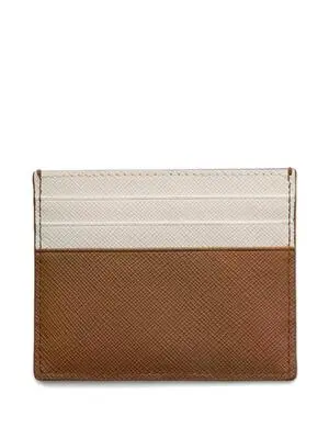 Prada Saffiano Leather Card Holder - Brown